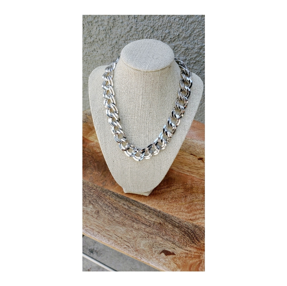 Monet Silver Link Chain Necklace - Gem